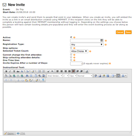 How to setup Event Invite links – MemNet