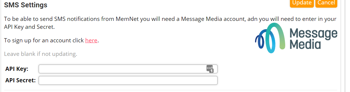 Enable SMS features- Valid API Keys – MemNet