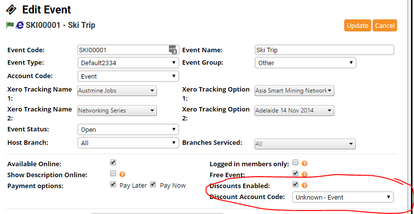 Member specific Event discounts – MemNet